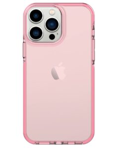 artsevo shockproof clear design for iphone 13 pro max case, certified 6.6ft drop protection, raised edges protect camera and screen, pink