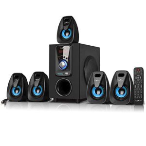 befree sound 5.1 channel bluetooth surround sound speaker system in blue