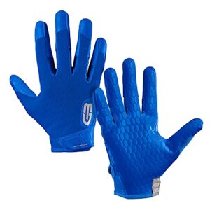 grip boost dna football gloves with engineered grip - adult sizes (small, royal blue)