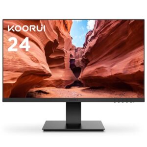 koorui 24 inch monitor, full hd 1080p va led computer monitor, 75hz fhd 1920 x 1080 ultra slim desktop pc monitor with hdmi, vga, 75 x 75 mm vesa mountable, black