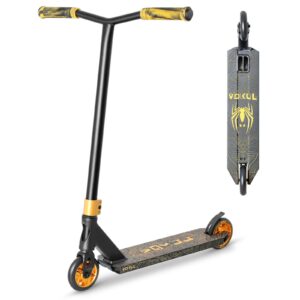 vokul k1 pro trick scooter | stunt scooter, for kids 8 years and up,teens,adults - best entry level freestyle stunt scooter for,boys,girls - freestyle skate park street scooter (spider-gold)