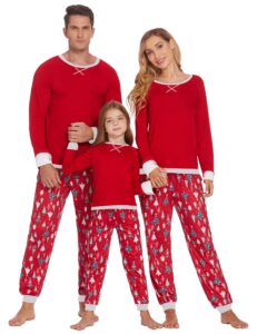 ekouaer pajamas de navidad de santa family holidays family matching sleepwear red christmas tree medium