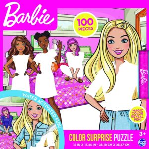 barbie - color surprise puzzle - 100 piece magic water reveal puzzle with water pen included. great birthday gift for boys and girls!