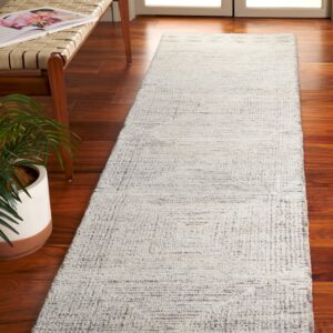 safavieh abstract collection runner rug - 2'3" x 12', ivory & grey, handmade wool, ideal for high traffic areas in living room, bedroom (abt349f)