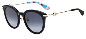 kate spade new york women's keesey/g/s oval sunglasses, black, 53mm, 22mm