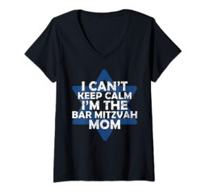 womens magen david jewish mom bar mitzvah v-neck t-shirt