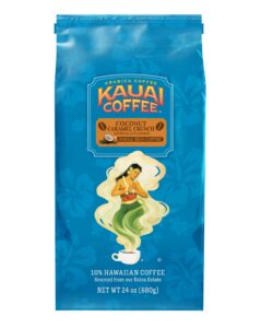 kauai coffee koloa estate medium roast - coconut caramel crunch, 24 oz package