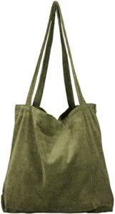 yinuo women’s corduroy tote bag, casual handbags big capacity shoulder shopping bag with 2 pockets