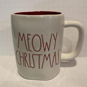 rae dunn meowy christmas mug red inside - ceramic - christmas