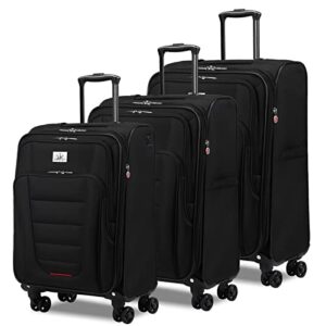 verdi travel expandable luggage 3 piece set with usb port soft side lightweight carry on suitcase nested set includes 20-inch, 24 inch and 28 inches checked bag with 8-wheel rolling spinner