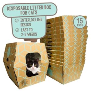 cats desire - 15 trays, disposable litter boxes for cats - litter box, fits large cats - water resistant cat litter box - made in usa, 19" l x17 w x 8.5" h - enclosed box