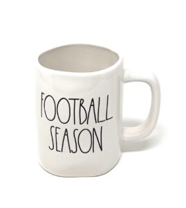 rae dunn football season white glossy ceramic coffee tea mug cup