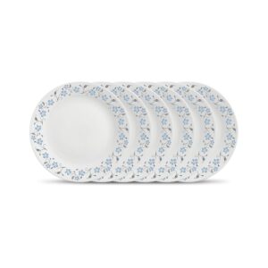 la opala diva, ivory collection, opal glass full plate set 11" 6 pcs, grace blue, white, standard