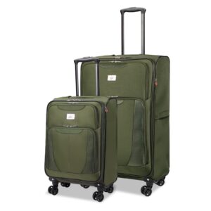 verdi softside expandable luggage with spinner wheels, color, 2-piece suitcase set (20/24) olive