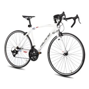 hh hiland 700c road bike, 14 speeds sport bike, light weight aluminum frame, racing bike for men women adult bicycle white 57 cm frame