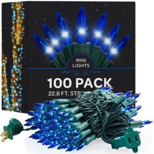 christmas string lights [100 set] 25 ft blue christmas string lights, for xmas tree, garland, holiday, party décor –mini christmas lights for tree weather-resistant