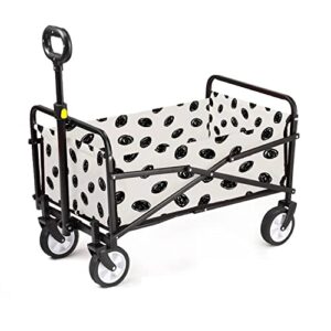 collapsible wagon cart hipster polka dot black and white abstract with scribble circles hand foldable utility wagon large capacity garden cart with push bar for beach camp outdoor shopping