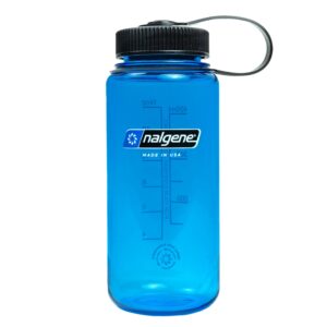 nalgene sustain tritan bpa-free water bottle made with material derived from 50% plastic waste, 16 oz, wide mouth, slate blue