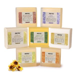 pifito melt and pour soap base sampler (7 lbs) │ jojoba oil, sweet almond oil, mango butter, apricot kernel oil, grapeseed oil, oatmeal, clear (1lb ea) │ glycerin soap making supplies