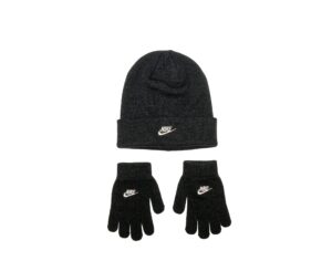 nike girls' beanie & gloves 2 piece set (black) one size fits all (7-16)