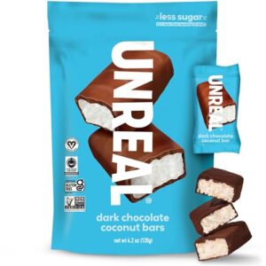 unreal, coconut bars dark chocolate, 4.2 ounce