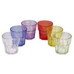 8.4 oz unbreakable premium drinking water glasses, set of 6 assorted colors – plastic tumbler cups multipurpose, perfect for gifts, reusable, top-rack dishwasher safe