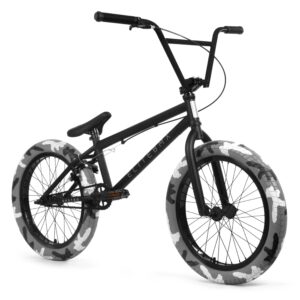 elite bicycles elite bmx bicycle 20'' & 18” destro model freestyle bike - 3 piece crank (camo black, 20'')