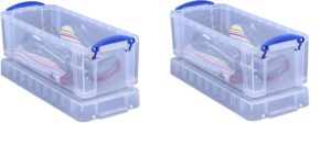 really useful boxes really useful box plastic storage box, 6.5 liters, 17 1/2in x 7in x 6 1/4in, clear (2)