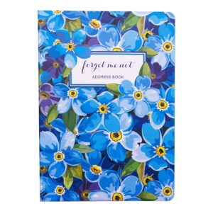 steel mill & co address book with alphabetical tabs, spiral bound contact book, blue floral personal organizer, 8 x 6, forget me not