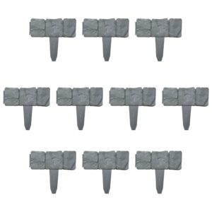 smljfo 10 pcs garden plastic fence edging, imitation stone simulation cobblestone effect lawn fence, plant border lawn edging decorative for landscaping walkways