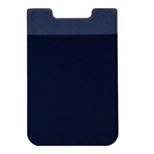 elastic phone card holder pocket, stick-on wallet, adhesive credit card pouch, compatible with iphone and samsung galaxy – navy blue