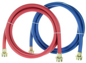 2 pack rubber washing machine hoses (4 foot) color coded by kelaro