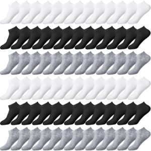 jagely 100 pairs low cut ankle socks bulk for women men thin breathable casual socks no show athletic socks unisex cotton socks pack for spring summer homeless gifts black, white, grey