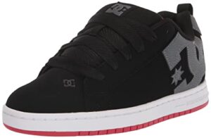 dc shoes men's court graffik casual low top skate shoe sneaker, black/grey/red, 11