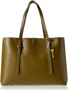 fossil women's kier vegan cactus leather tote bag purse handbag, green moss (model: zb1615376)