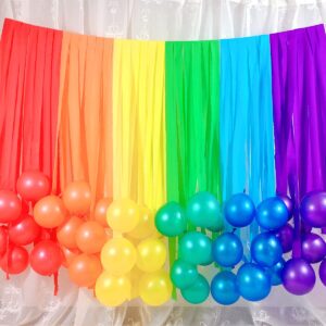 rainbow decorations party backdrop with 6 rolls rainbow streamers and 42 pcs rainbow balloons for birthday party supplies girl colorful rainbow photo backdrop bday party graduation wedding baby shower