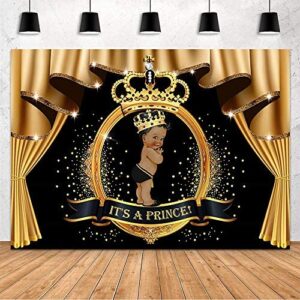 mehofond it's a prince baby shower backdrop prince black gold party decorations crown curtain diamond royal prince photography background banner cake table studio photo props 10x7ft