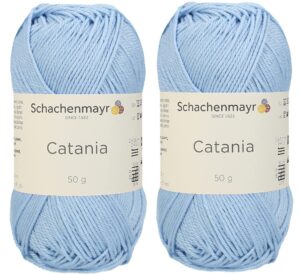 [ set of 2 skeins ] smc catania originals 100% mercerized cotton yarn, total 3.52 oz. each 1.76 oz (50g) / 136 yrds (125 m) amigurumi yarn fine-sport 2 (173 light blue)