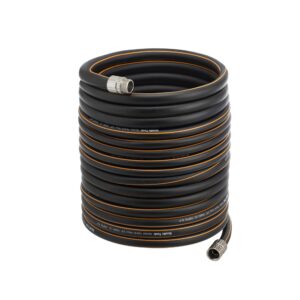 giraffe tools garden hose 100 ft, 5/8" rubber water hose with custom length, heavy duty, no kink, flexible gardening hose with male to female fittings for garden & yard