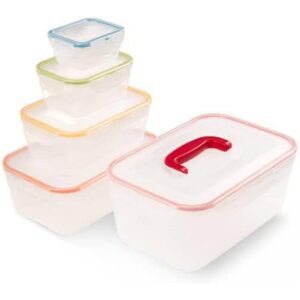 lock & lock food storage containers with lids airtight - 5 piece nestable food container set