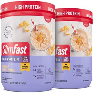 slimfast meal replacement smoothie mix, orange cream swirl, immunity high protein powder, 12 servings (pack of 2)