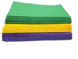 paper dinner napkins 2 ply towel fold mardi gras colors purple/gold/green - 24 pieces