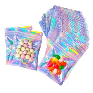 holographic resealable bags 300 pieces(3×4 inch) sealed resealable pouch for food storage