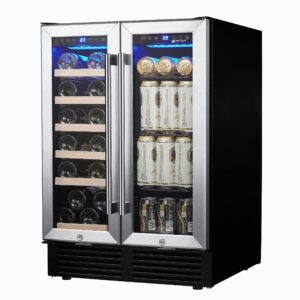 anwick 24" wine cabinet refrigerator dual zone built-in or freestanding refrigerator home built-in wine cabinet with stainless steel tempered glass door and temperature memory