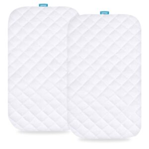 waterproof bassinet mattress pad cover compatible with chicco lullago anywhere portable bassinet, 2 pack, ultra soft viscose made from bamboo terry surface