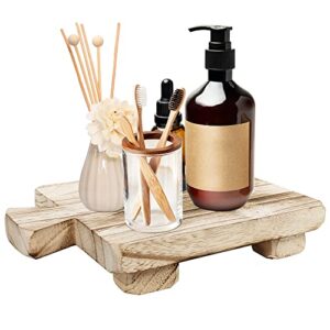 wood pedestal stand crude wood riser kitchen wood tray sink decor wooden soap holder for bathroom kitchen and home decoration (crude wood natural color)