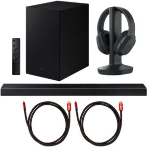 samsung hw-q600a 3.1.2ch soundbar w/dolby atmos/dts:x hw-q600a/za with wireless active subwoofer bundle with sony rf400 wireless home theater headphones and 2 hdmi cables