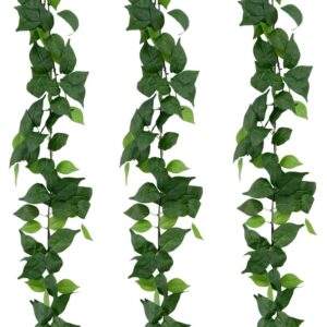 apeair 3pcs artificial greenery ivy vines kit, 6ft odorless silk ivy garland, green leaves fake hanging plants, for boho decor, home, classroom, wall, party and wedding decoration