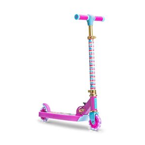 jetson disney princess kick scooter, foldable with light up wheels, adjustable handlebar height, pink