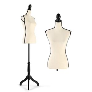 hombour female mannequin body, sewing mannequin torso dress form, adjustable mannequin with stand for sewing dressmaker jewelry display, beige